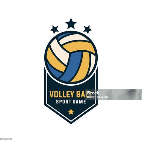 배구 배지 벡터 템플릿 엠블럼 배지 패치 스타일의 스포츠 발리 그래픽 일러스트레이션 Championship에 대한 스톡 벡터
