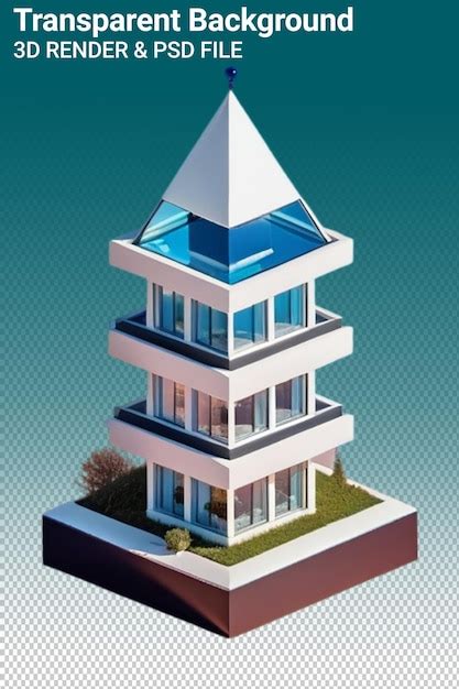 Premium Psd A Building With A Triangular Roof On Top