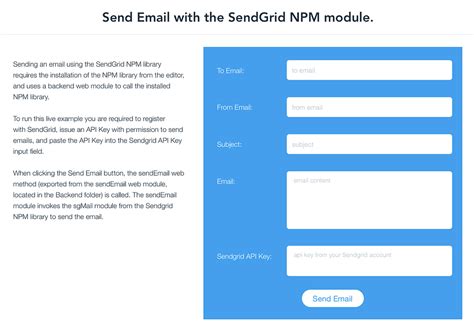 Example Send Email With The SendGrid NPM Interface Velo By Wix