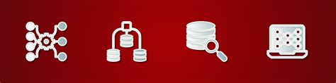 Set Neural Network Server Data And Icon Vector Stock Illustration Download Image Now