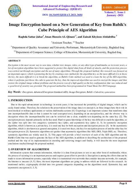 Pdf Image Encryption Based On A New Generation Of Key From Rubiks