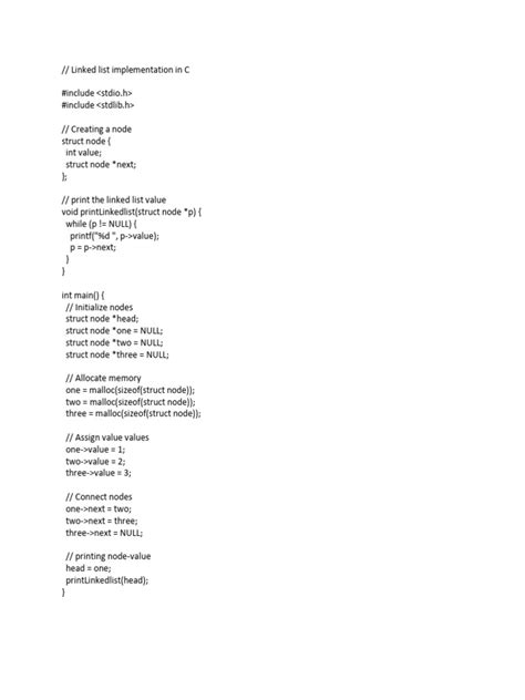 Linked List Implementation In C Pdf