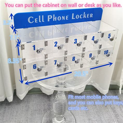 Buy Clear Cell Phone Locker Box With Door Locks And Keys Wall Mounted