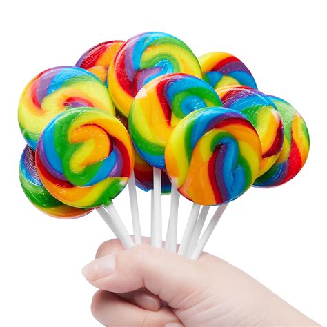 Swirl Rainbow Lollipops Individually Wrapped Bulk Rainbow