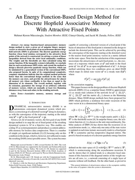 pdf an energy function based design method for discrete hopfield associative memory with