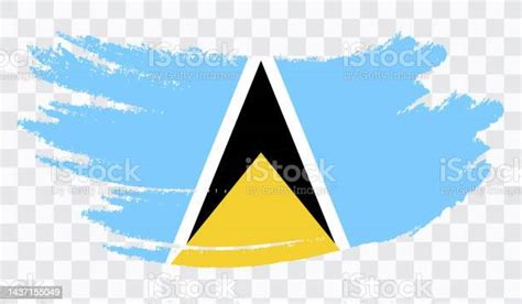 세인트 루시아 국기와 함께 그런지 브러시 스트로크 수채화 그림 깃발 포스터 국기의 배너 스타일 수채화 그리기 투명한 배경에 격리된 벡터입니다 가리기에 대한 스톡 벡터 아트