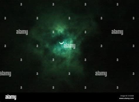 Solar Eclipse Snapped Through A Welding Mask Green Tint Makes The