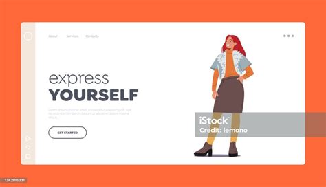 세련된 여성은 패션 의상 랜딩 페이지 템플릿을 착용합니다 모던 가을 캐주얼 의류 재킷 스웨터의 여성 캐릭터 개념에 대한 스톡