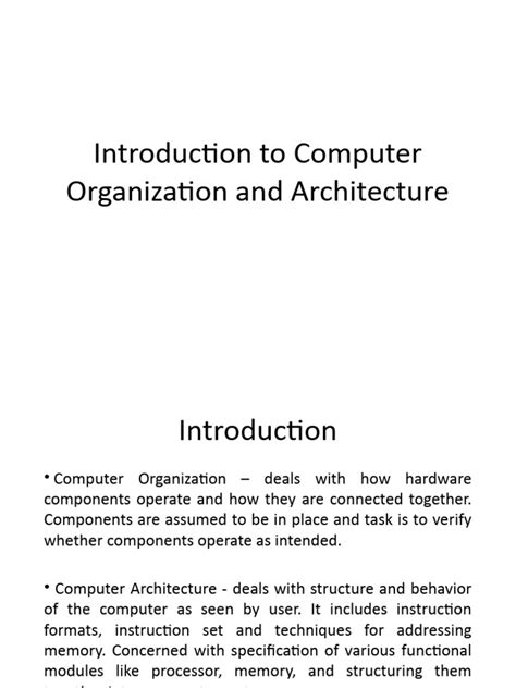 Introduction To Computer Organization And Architecture 1 Download