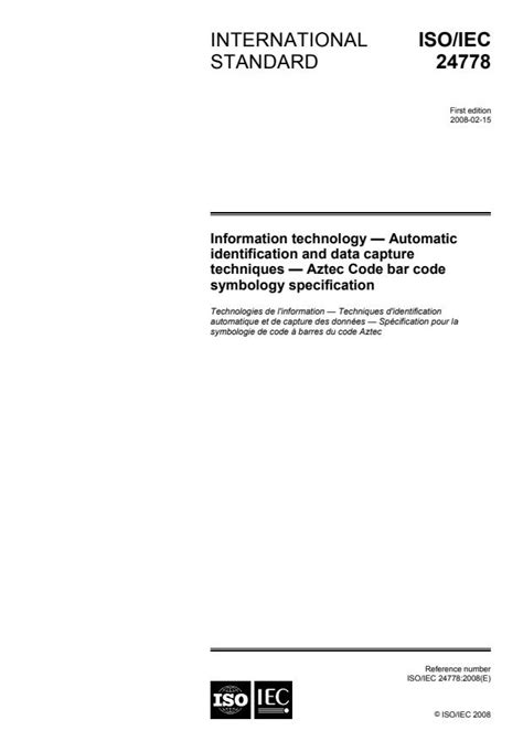 ISO IEC Information Technology Automatic Identification And Data Capture Techniques