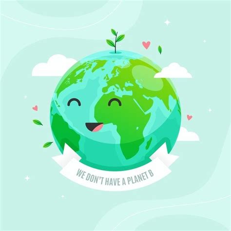 귀여운 웃는 지구와 행성 개념을 저장 무료 벡터 Earth Day World Environment Day Vector Free