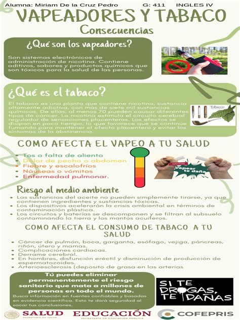 Infografía Sobre Vapeadores Y Tabaco Pdf Salud Y Bienestar