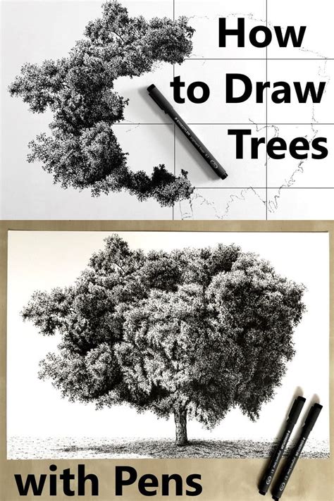 Tree Drawing Guide For Beginners Tree Drawings Pencil Landscape Drawing Tutorial Tree Drawing
