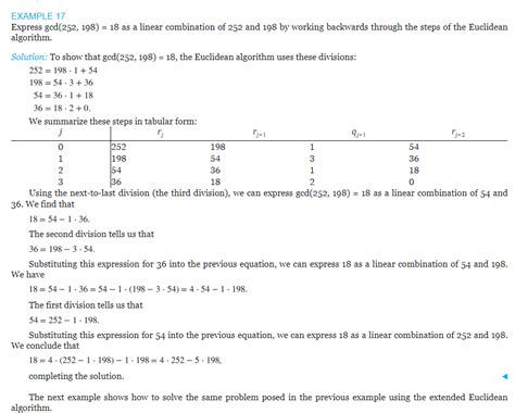 solved example 17 express gcd 252 198 18 as a linear