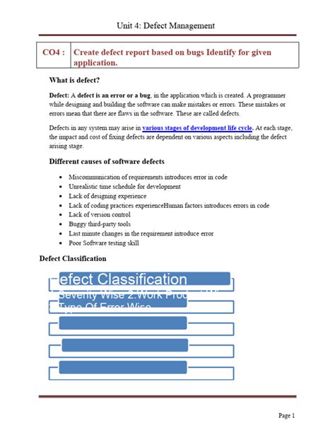 unit 4 defect management pdf software bug software testing