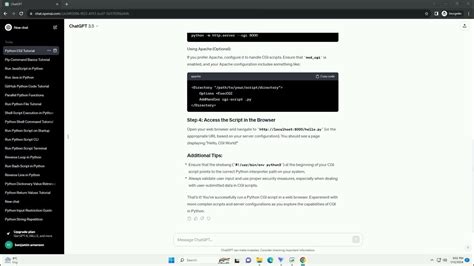 How To Run Python Cgi Script In Browser Youtube