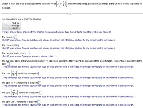 solved sketch at least one cycle of the graph of the