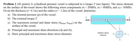 Solved т Problem 1 40 points A cylindrical pressure vessel Chegg