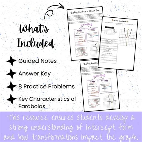 Graphing Quadratic Functions In Intercept Form Guided Notes And Practice
