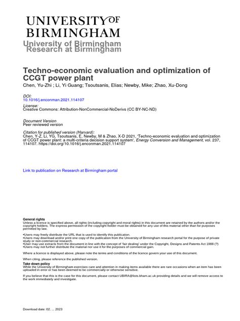 Techno Economic Evaluation And Optimization Ofccgt Power Plant Pdf