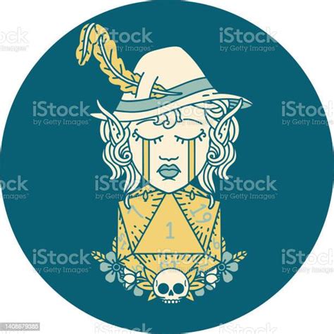 울고 있는 엘프 바드 캐릭터와 자연스러운 D20 롤 일러스트레이션 가수에 대한 스톡 벡터 아트 및 기타 이미지 가수 굴리기 깃털 Istock