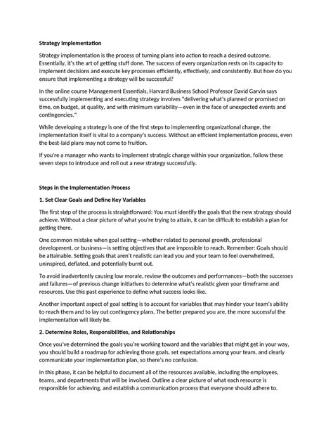 Strategy Implementation Process Strategy Implementation Strategy Implementation Is The Process