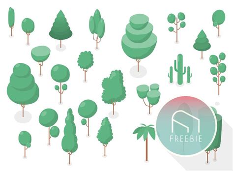 Free Isometric Vector Trees For Architecture Diagrams Cad Drawing Tree Drawing Tree