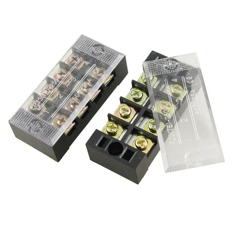 KSOL New Style 2 Pcs 25A Plastic 4 Position Wire Connector Barrier Terminal Block In Terminal
