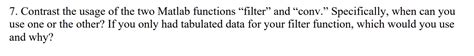 Solved 7 Contrast The Usage Of The Two Matlab Functions Chegg Com