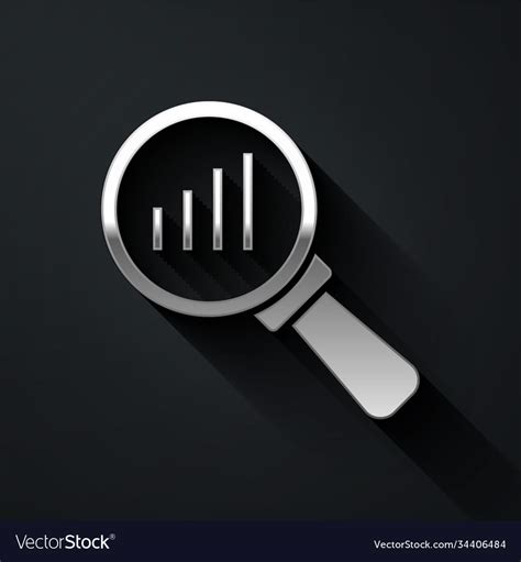 Silver Magnifying Glass And Data Analysis Icon Vector Image