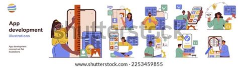 App Development Concept Character Situations Collection Stock Vector Royalty Free 2253459855