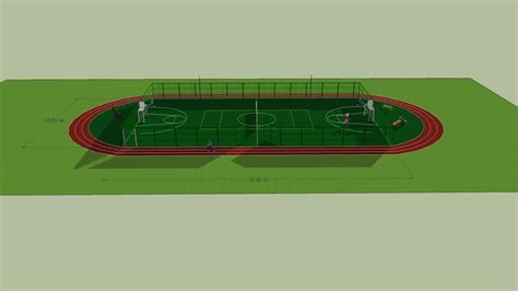 Универсальная спортивная площадка футбол баскетбол волейбол с ворк аут зоной 3d Warehouse