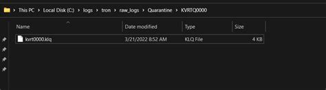 there s a file quarantine in the tron log what should i do with it