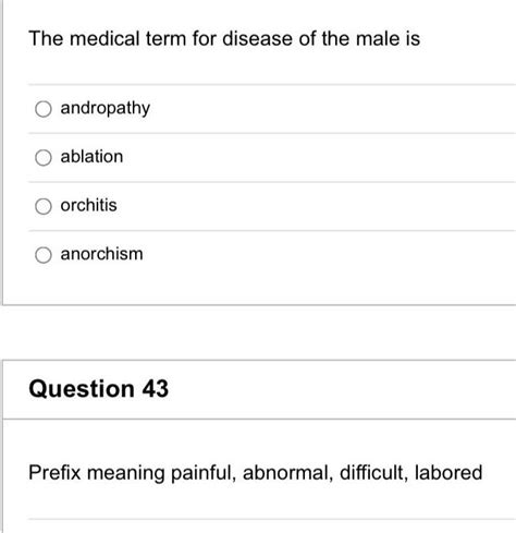 [answered] The Medical Term For Disease Of The Male Is Andropathy Kunduz