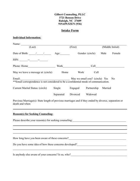 Psychiatric Intake Template