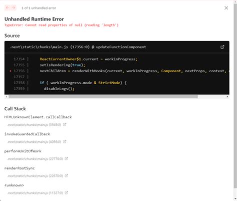Reactjs Typeerror Cannot Read Properties Of Null Reading Length In Nextjs Error Stack