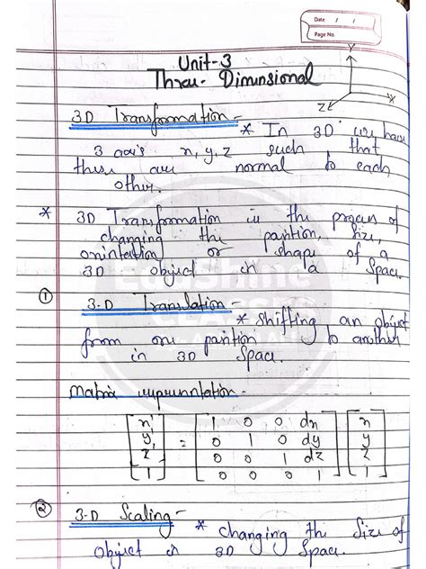 Computer Graphics Unit 3 One Shot Notes By Rrsimt Pdf