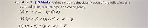 solved question 1 15 ﻿marks ﻿using a truth table
