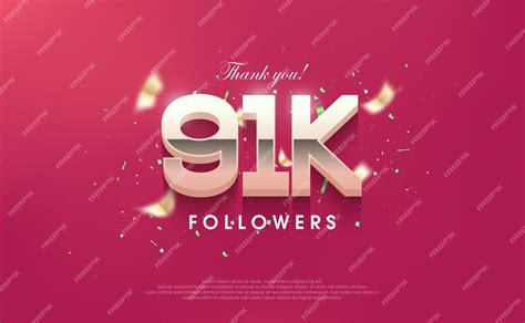 감사합니다 91k 팔로워 소셜 미디어 게시물에 대한 ⁇ 터 배경 디자인 프리미엄 벡터