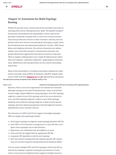 Extensions For Multi Topology Routing Ospf And Is Is Choosing An Igp For Large Scale