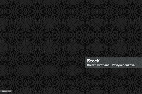 3d 체적 볼록엠보싱 기하학적 블랙 배경 핸드메이드 무늬 민족 동양 아시아 인도네시아 어 추상 장식 아라베스크 0명에 대한 스톡 벡터 아트 및 기타 이미지 Istock