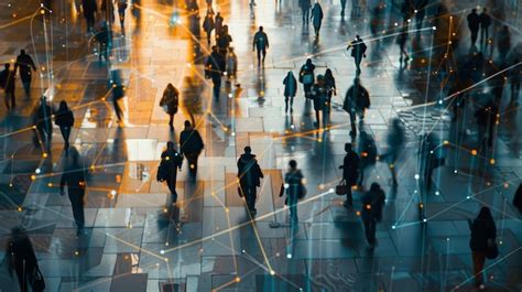 Premium Photo Group People And Crowd Connected To Wifi Internet Big Data And Smart City