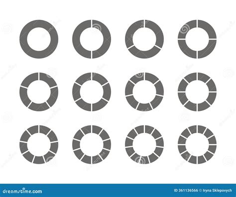 Piechart With Segments And Slices Set Of Circular Chart Round Structure Graph Pie Diagram