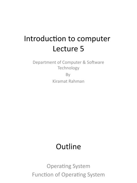 Introduction To Computerlecture5osystem Pdf Operating System Computer Program