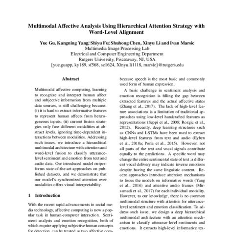 Multimodal Affective Analysis Using Hierarchical Attention Strategy