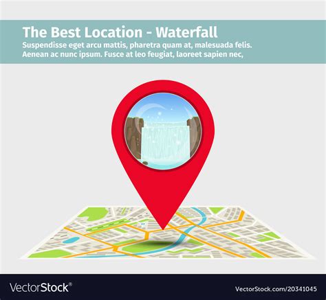 Point On The Map With Waterfall Royalty Free Vector Image