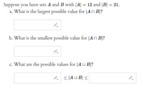 Solved Suppose You Have Sets A And B With A And B Chegg Com