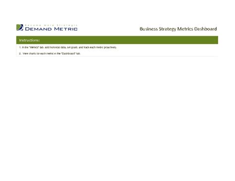 excel template business strategy metrics dashboard excel template