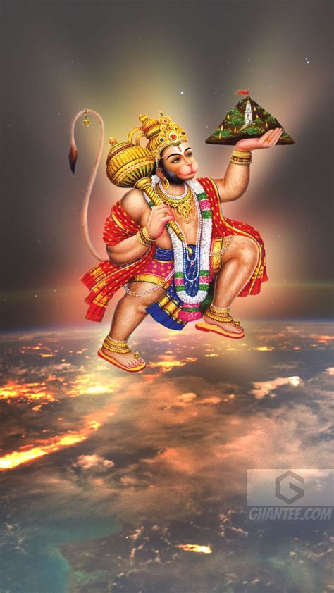 Hanuman Ji Flying Over Earth Hd Photo Ghantee Jai Hanuman Images My