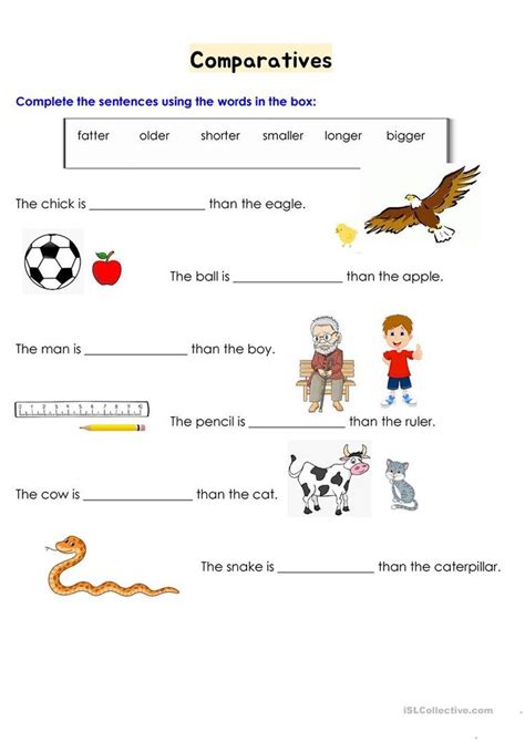 Comparatives One Syllable Adjectives Adjectives Adjectives Elementary Comparative